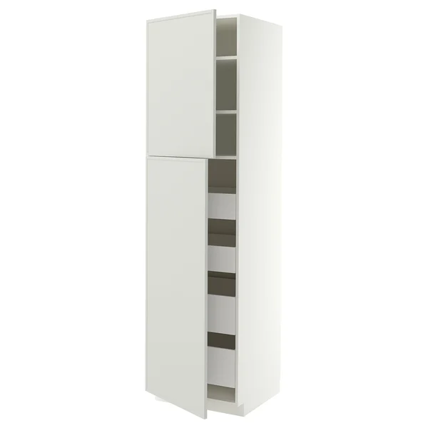 Vis.el. s 2 vrata/4 fioke, bela/Aspudden svetlosiva, 60x60x220 cm