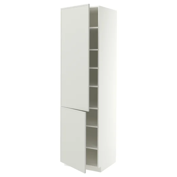 Visoki element s policama/2 vrata, bela/Aspudden svetlosiva, 60x60x220 cm