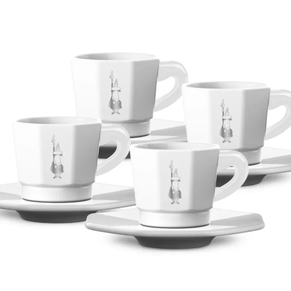 Set 4 šoljice za kafu – Bialetti Oktagonalne Bele
