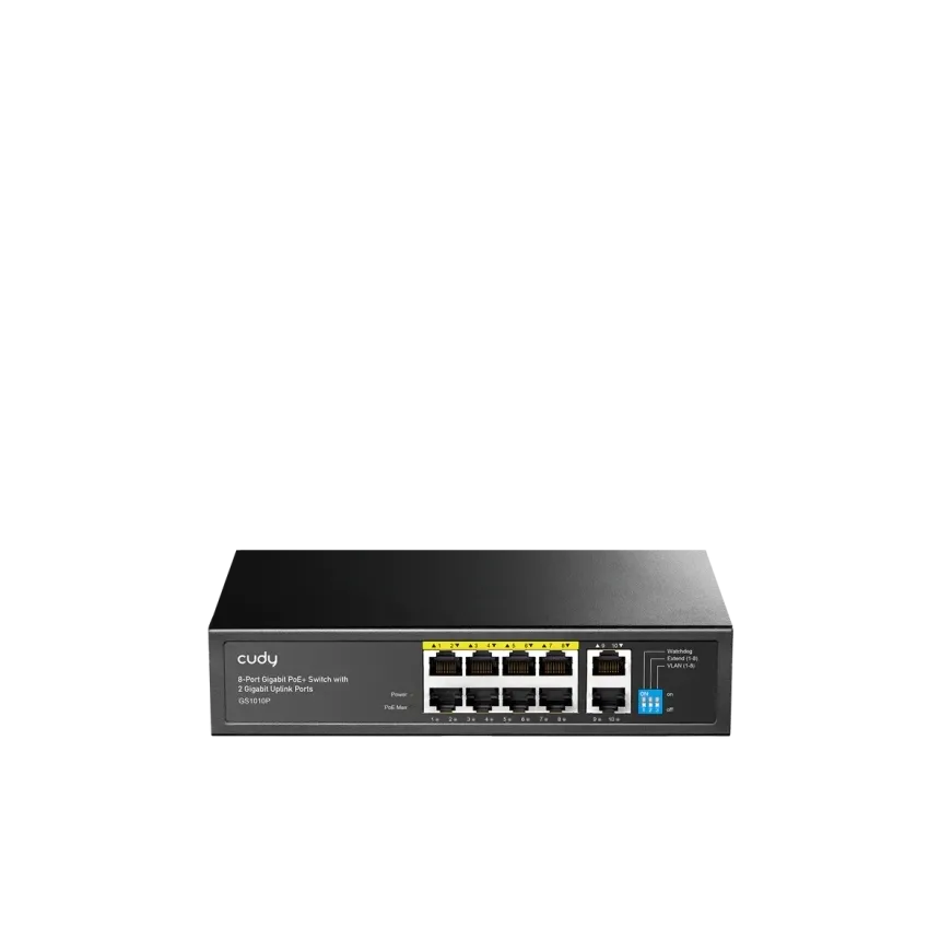 Svič 10/100/1000 10-port Cudy GS1010P/ 8 PoE+ sa 2 Gigabit Uplink porta 120W