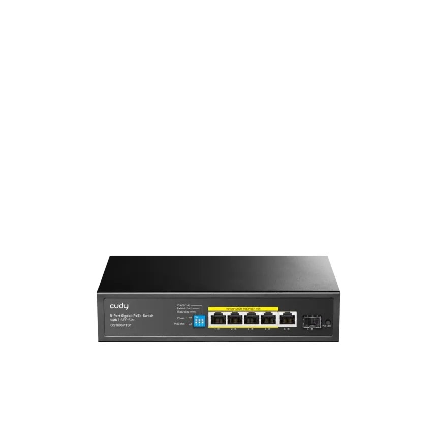 Svič 10/100/1000 5-port Cudy GS1005PTS1 4xPoE+ sa 1 SFP port/120W
