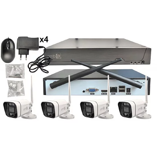 GEMBIRD CAM-IP3MP-WIFIKITXM4 GMB KAMERA 3 MEGAPIKSELA SET WIFI 4 KAMERE FULL COLOR APP XMEYE SA MIKROFONOM CENA