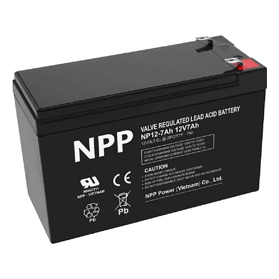 NPP NP12V-7AH, AGM BATTERY, C20=7AH, T2, 1,97KG, BLACK