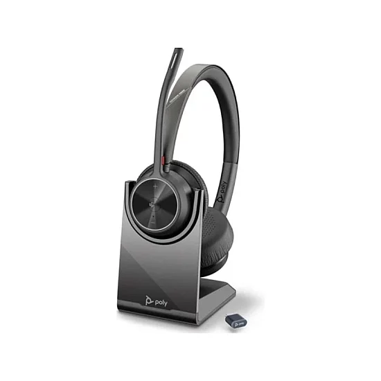 HP POLY VOYAGER 4320 MICROSOFT TEAMS CERTIFIED HEADSET +BT700 DONGLE +CHARGING STAND, BLACK