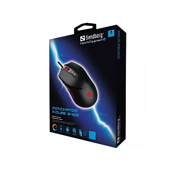 SANDBERG USB MIŠ AZAZINATOR 6400DPI 640-20 CENA