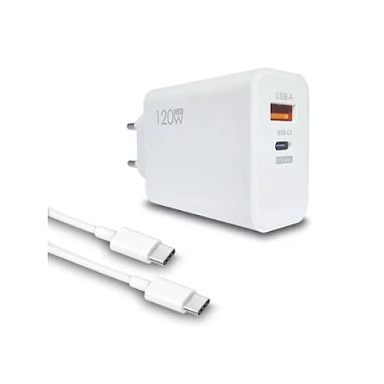 BAVIN BAVITEL PUNJAČ 120W USB A+ TYPE C + KABL TYPE C/TYPE C, BELA