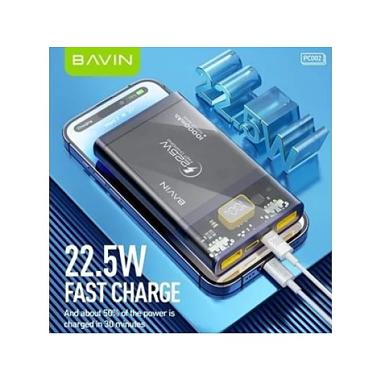 BAVIN POWER BANK 10 000MAH 22.5W - PC002 CRNA