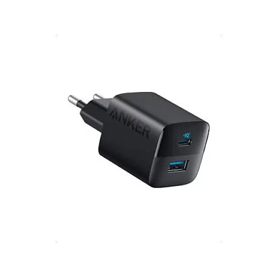323 33W USB-C ZIDNI PUNJAČ 2-PORTA (USB-A I USB-C), CRNI