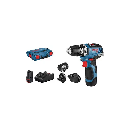 BOSCH PLAVI ALAT AKUMULATORSKA BUŠILICA/ODVRTAČ GSR 12V-35 FC + 4 FLEXI CLICK NASTAVKA 12V, 2X3,0 AH, 06019H3000