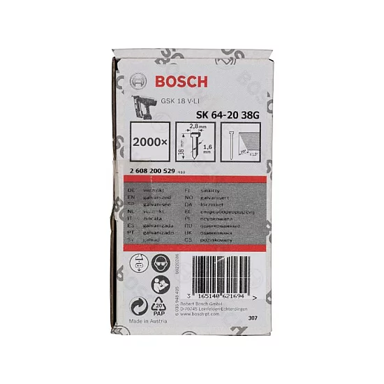 BOSCH RAVNI EKSER SA UPUŠTENOM GLAVOM SK64 20G 38 MM, 2608200529 CENA