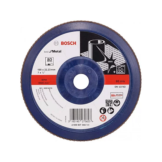 BOSCH LAMELNI BRUSNI DISK X571, BEST FOR METAL PREČNIK 180 MM; GRANULACIJA 80, RAVNI - 2608607344