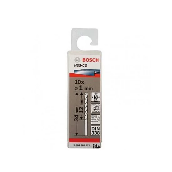 BOSCH BURGIJA ZA METAL HSS-CO, DIN 338 1 X 12 X 34 MM PAKOVANJE OD 10 KOMADA CENA