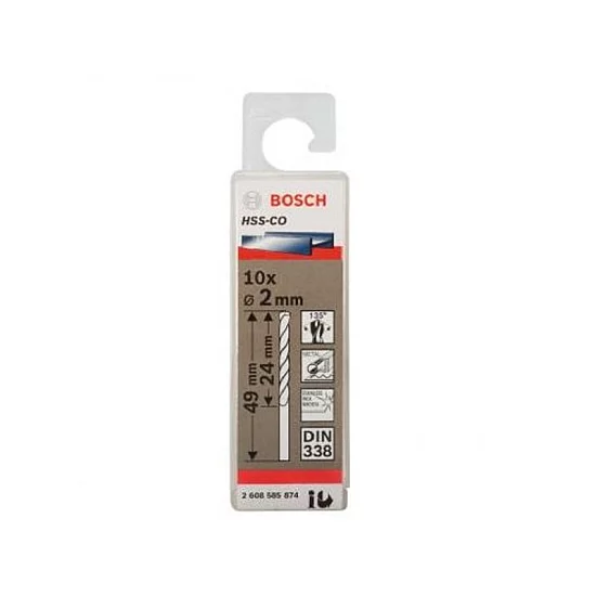 BOSCH BURGIJA ZA METAL HSS-CO, DIN 338 2 X 24 X 49 MM PAKOVANJE OD 10 KOMADA CENA