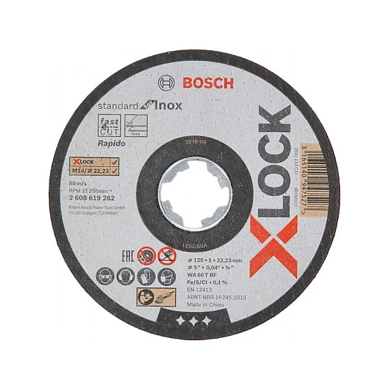 BOSCH X-LOCK STANDARD FOR INOX 125X1X22,23 MM ZA RAVNO SEČENJE - PAKOVANJE 10 KOMADA (2608619267)