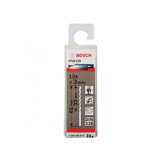 BOSCH BURGIJA ZA METAL HSS-CO, DIN 338 3 X 33 X 61 MM PAKOVANJE OD 10 KOMADA CENA