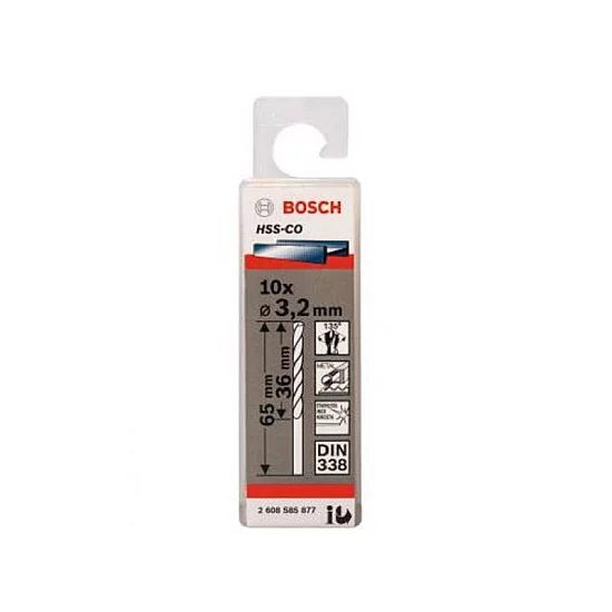 BOSCH BURGIJA ZA METAL HSS-CO, DIN 338 3,2 X 36 X 65 MM PAKOVANJE OD 10 KOMADA CENA