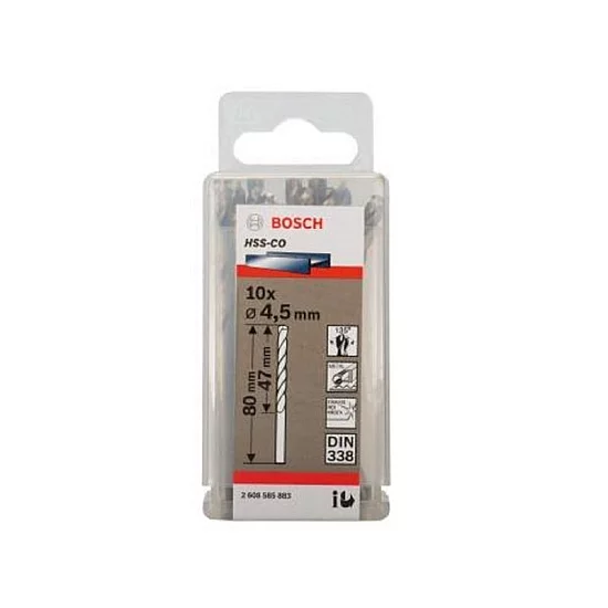 BOSCH BURGIJA ZA METAL HSS-CO, DIN 338 4,5 X 47 X 80 MM PAKOVANJE OD 10 KOMADA CENA
