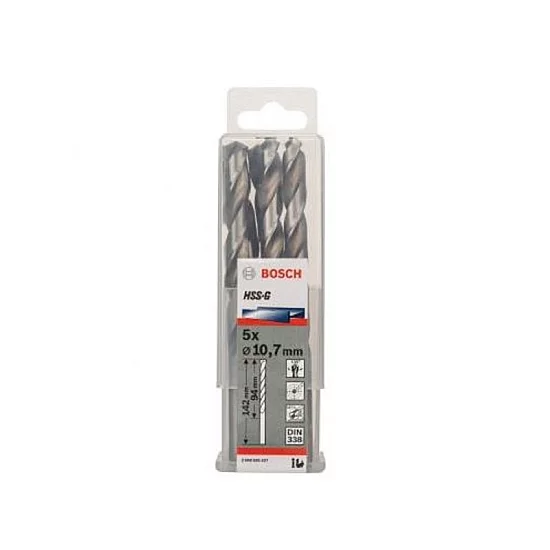 BOSCH BURGIJA ZA METAL HSS-G, DIN 338 10,7 X 94 X 142 MM PAKOVANJE OD 5 KOMADA CENA