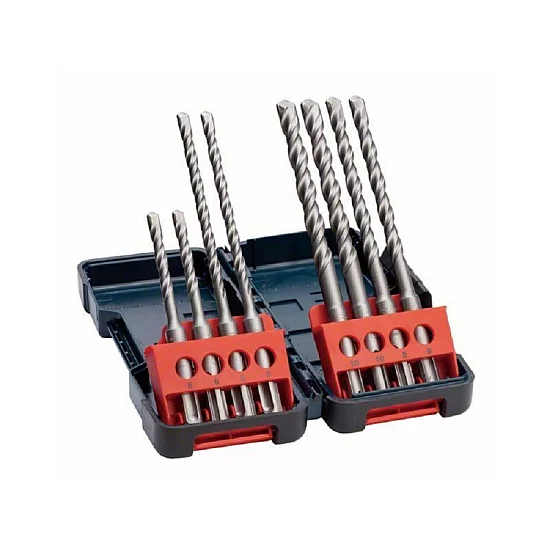 BOSCH 8-DELNI SET HAMER BURGIJA SDS PLUS-3, TOUGH BOX 2607019902, 6 X 110 (2X); 6 X 160 (2X); 8 X 160 (2X); 10 X 160 (2X) MM