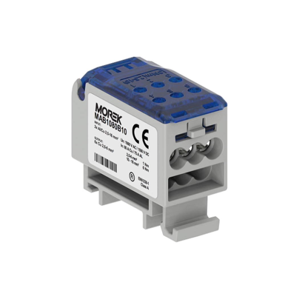 MAB1080B10 Distributivni blok OJL80A pl. 2xAl/Cu 2,5x16 izl. 6xCu 2,5-6