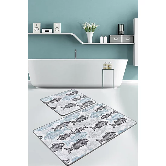 L`ESSENTIEL MAISON SET 2 PROSTIRKE ZA KUPATILO AQUA FISH DJT