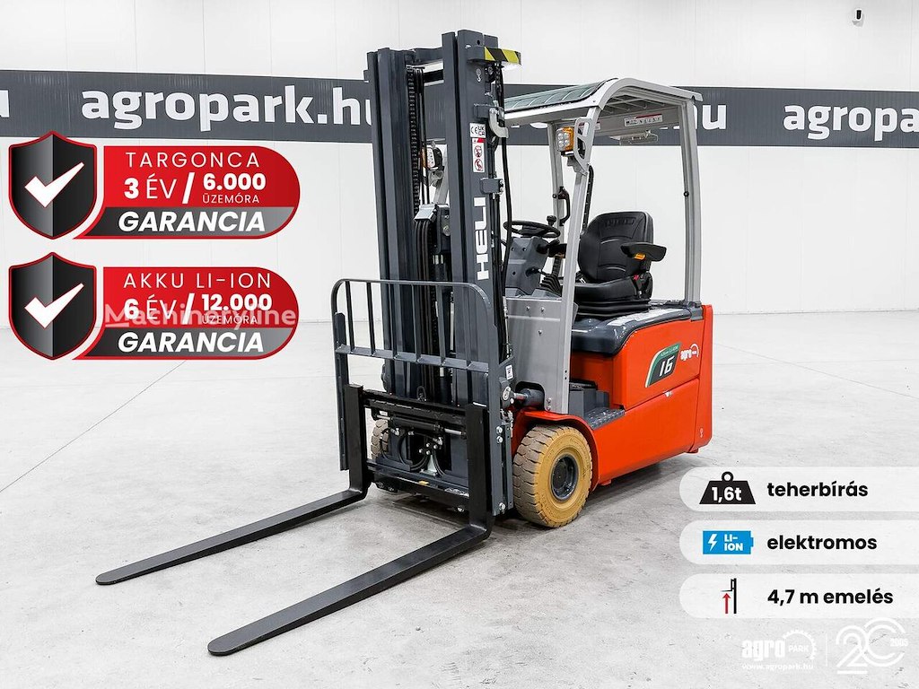 Novi Heli G3-M 1,6 ton Li-ion electric forklift with 4,7 meter lift električni viljuškar