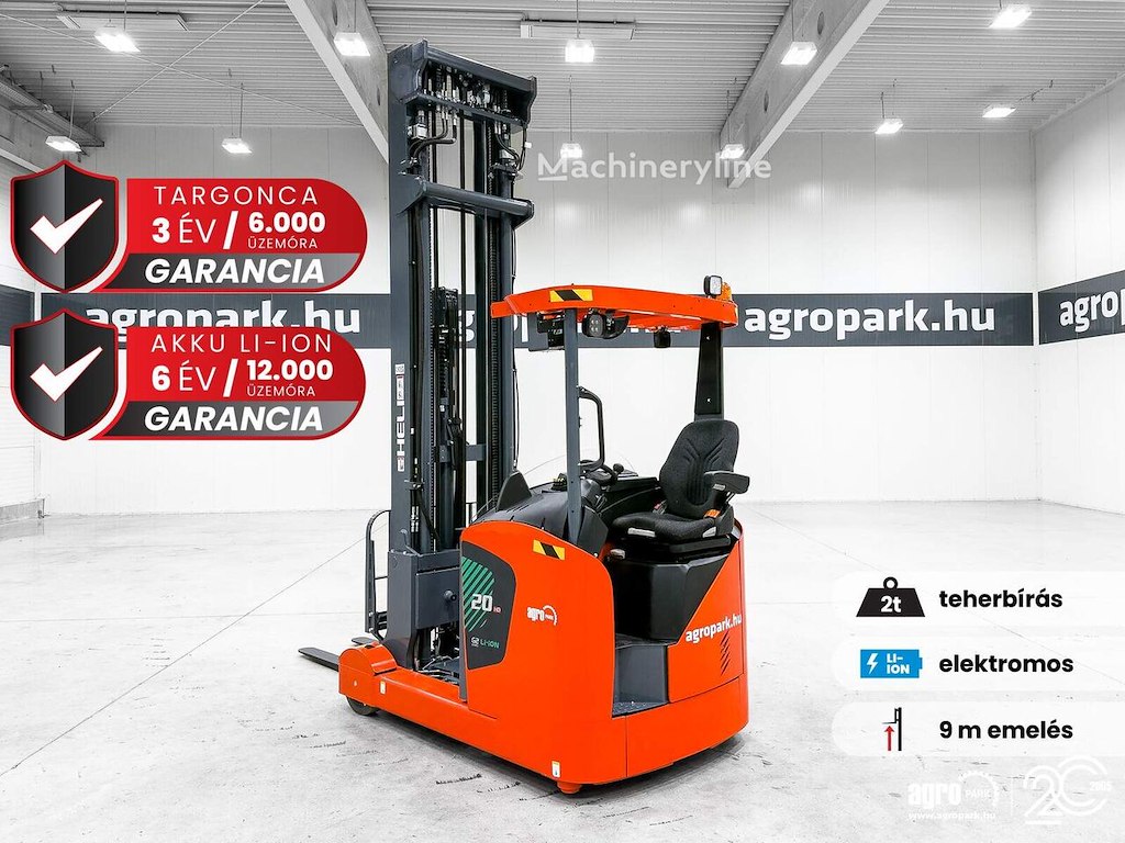 Novi Heli G2, 2 ton Li-ion electric reach truck with 9 meter lift električni viljuškar