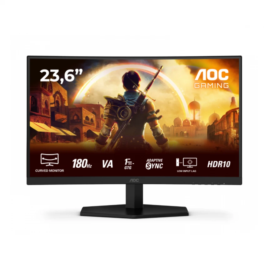 Monitor 23.6" AOC C24G42E VA/Zakrivljeni/FHD/1920x1080/180Hz/4ms GtG/HDMIx2, DP/Adaptive Sync/VESA/Crna