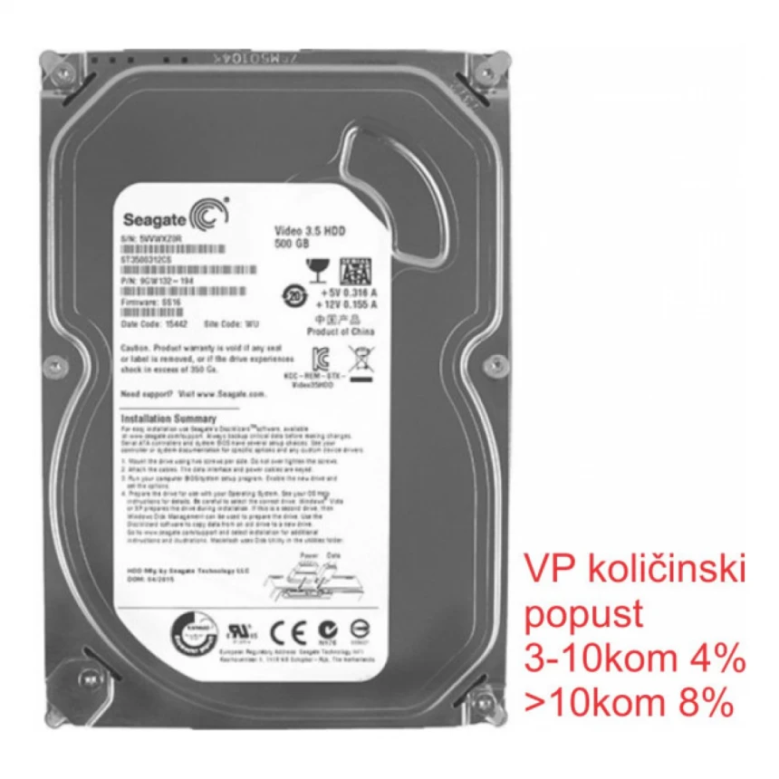 HDD 3.5 ** 500GB ST3500312CS SEAGATE 5900RPM 8MB SLIM SATA