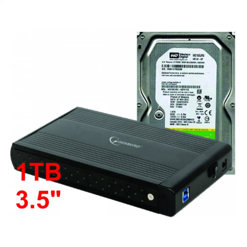 HDD 3.5 * 1TB SET USB 3.0 SATA eksterno kuciste + 1TB WD10EURX WD/ EE3-U3S-3 (3999)
