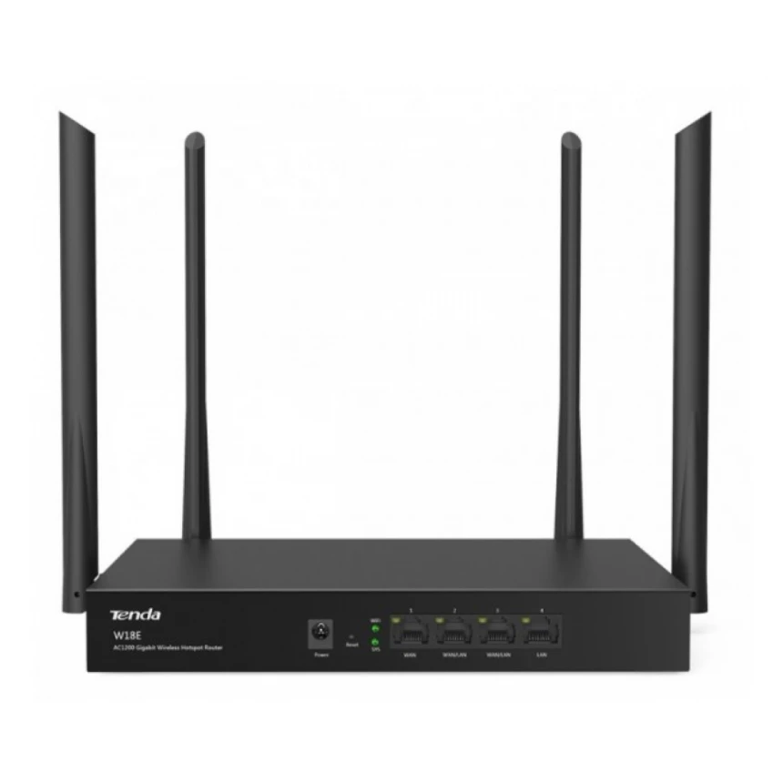 Tenda W18E AC1200 wireless dual band ruter 2.4+5GHz, 1W/3L, Gbit, 128mb, 4x5dBi 12v/1a 50users 300m2