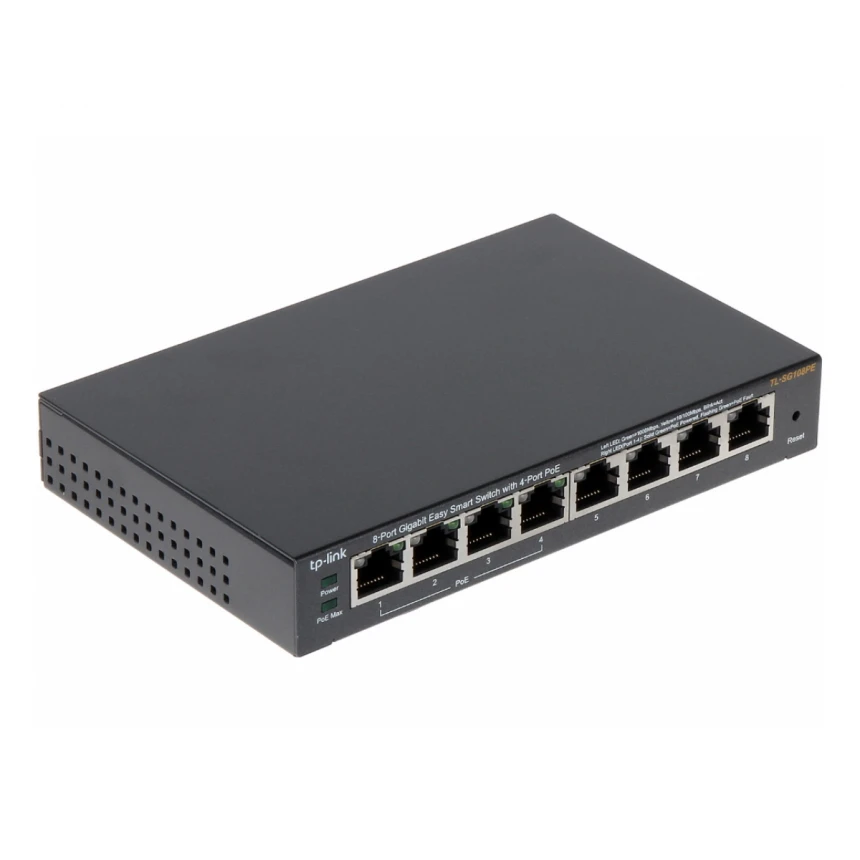 Switch TP-LINK TL-SG108PE Gigabit/8xRJ45/10/100/1000Mbps/eSmart/4xPoE/Desktop metalno kućište