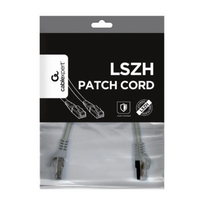 PP6A-LSZHCU-0.25M Gembird Mrezni kabl, SFTP CAT.6A BAKARNI LSZH Patch cord 0.25m Grey
