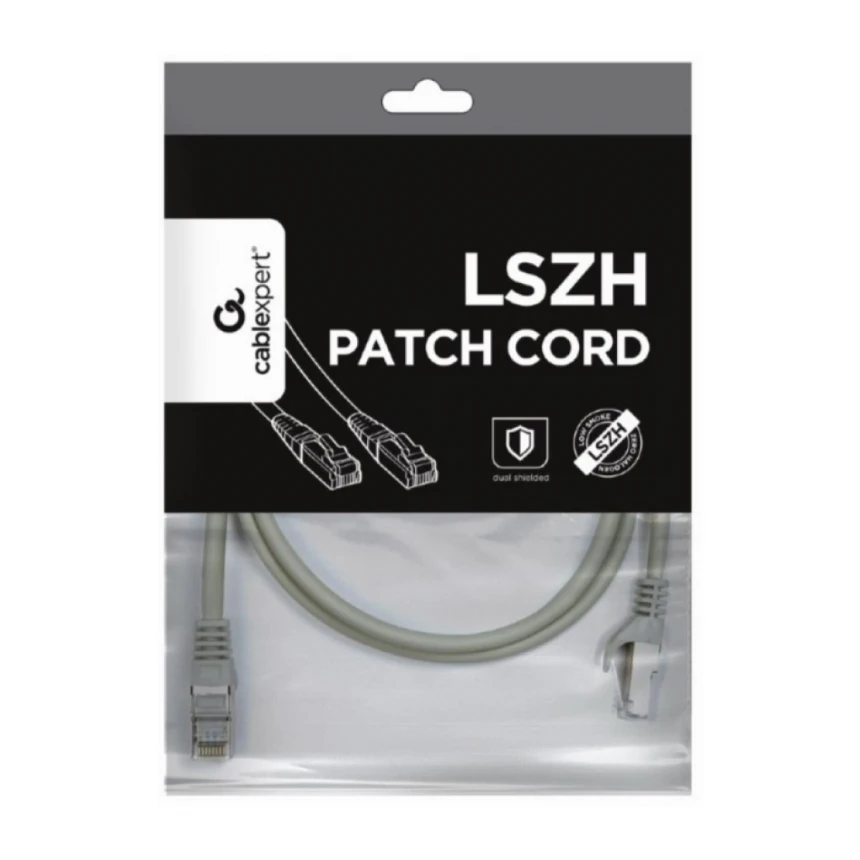 PP6A-LSZHCU-0.5M Gembird Mrezni kabl, SFTP CAT.6A BAKARNI LSZH Patch cord 0.5m Grey