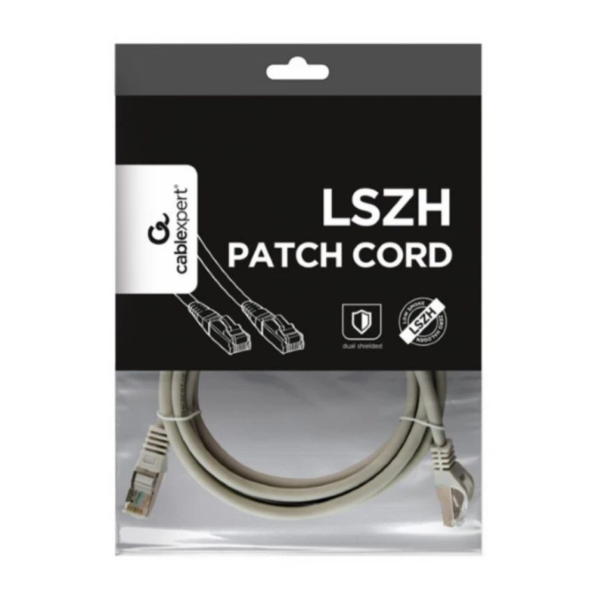 PP6A-LSZHCU-2M Gembird Mrezni kabl, SFTP CAT.6A BAKARNI LSZH Patch cord 2m Grey