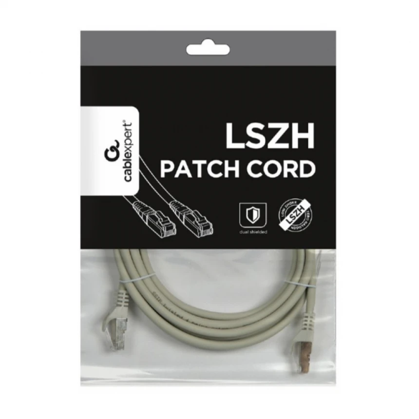 PP6A-LSZHCU-3M Gembird Mrezni kabl, SFTP CAT.6A BAKARNI LSZH Patch cord 3m Grey