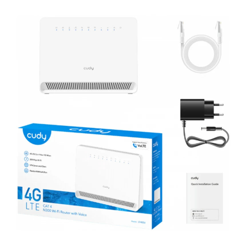 Cudy LT400V N300 Wi-Fi 4G LTE-Cat4 VoLTE Router