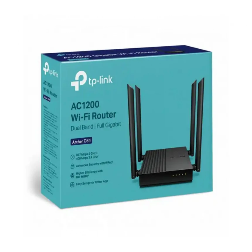 Mreža ruter TP-LINK ARCHER C64Wi-Fi/AC1200/867Mbps/400Mbps/1xWAN 4xLAN/4 antene