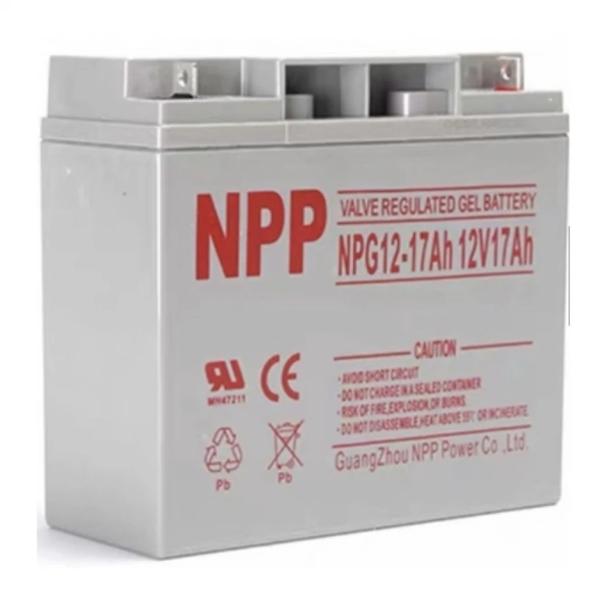 NPP NPG12V-17Ah, GEL BATTERY, C20=17AH, T3, 180*77*167*167, 4,8KG, Light grey