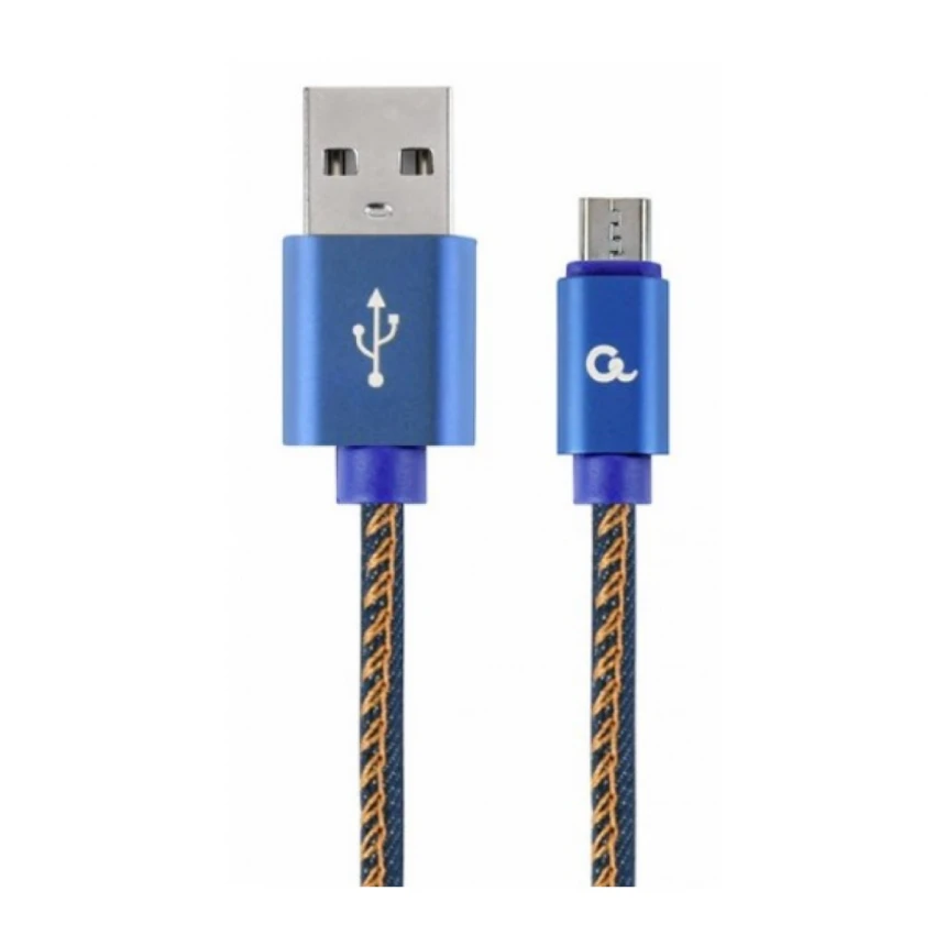 CC-USB2J-AMmBM-2M-BL Gembird Premium jeans (denim) Micro-USB cable with metal connectors, 2 m, blue