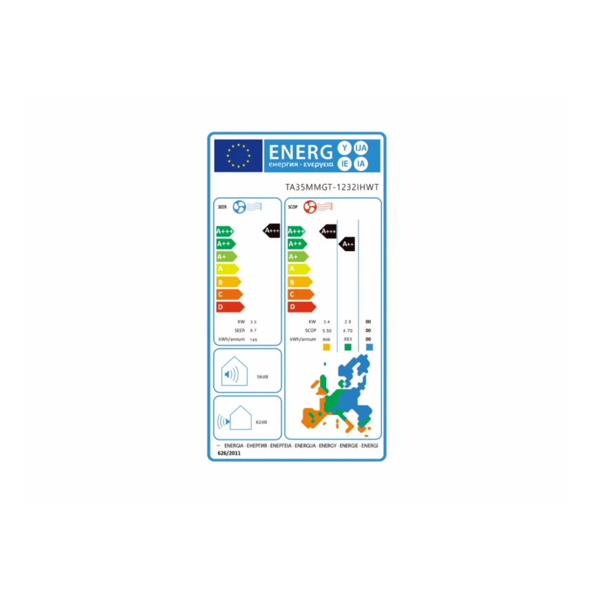 Klima TESLA TA35MMGT-1232IHWT inverter/A+++/A++/R32/12000BTU/grejac spoljne jedinice/-25/wi-fi/crna