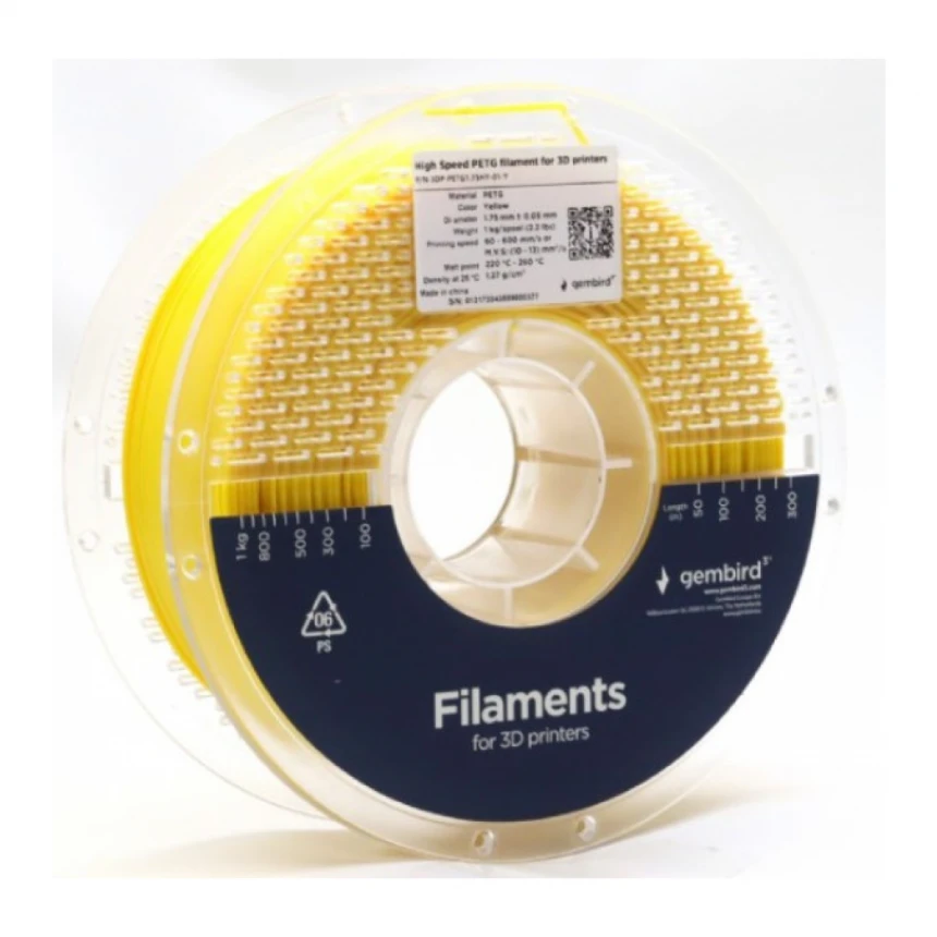 3DP-PETG1.75HY-01-Y PETG filament velike brzine za 3D stampac 1.75mm, kotur 1KG YELLOW