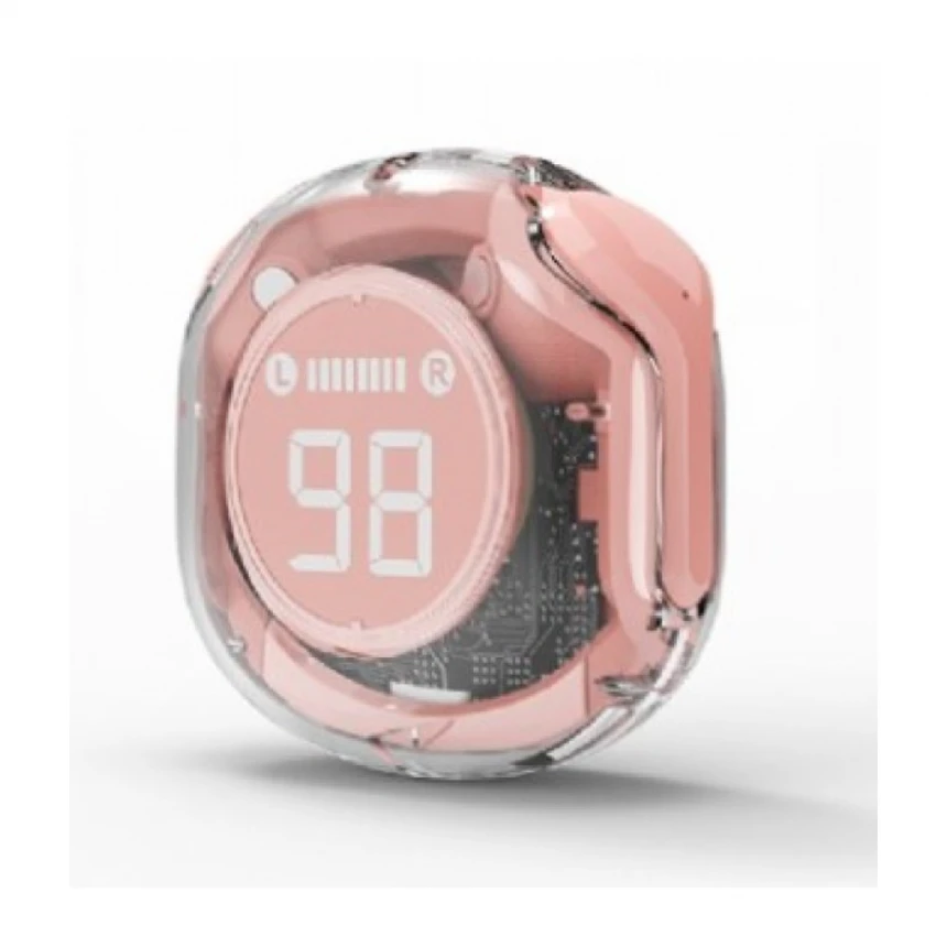 TWST-01-PK Gembird bluetooth V5.4 slusalice, TWS, LCD, Transparent, pink