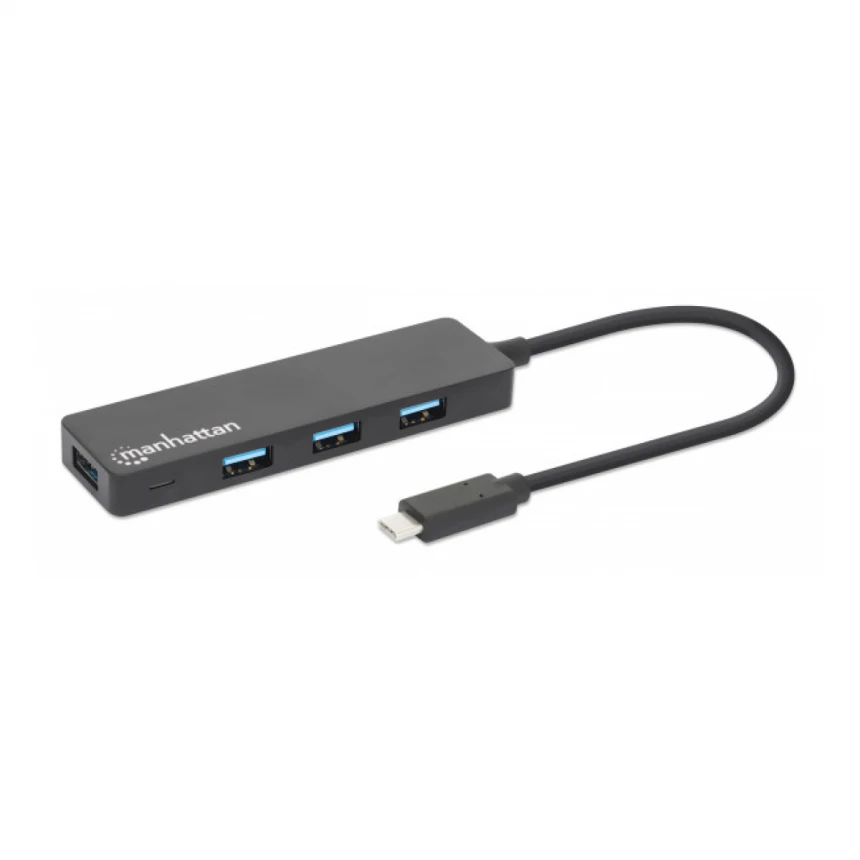 USB-C HUB 4port Manhattan 164924 3.2 G1/5Gbps/Crni