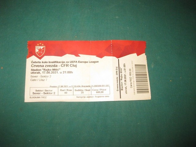 Fk Crvena Zvezda - CFR Cluj 17.08.2021.