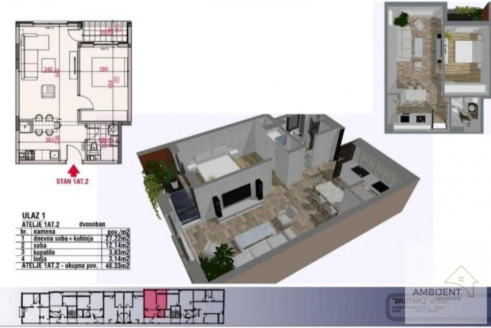 Jednoiposoban stan na prodaju, 46m2, 77.200€