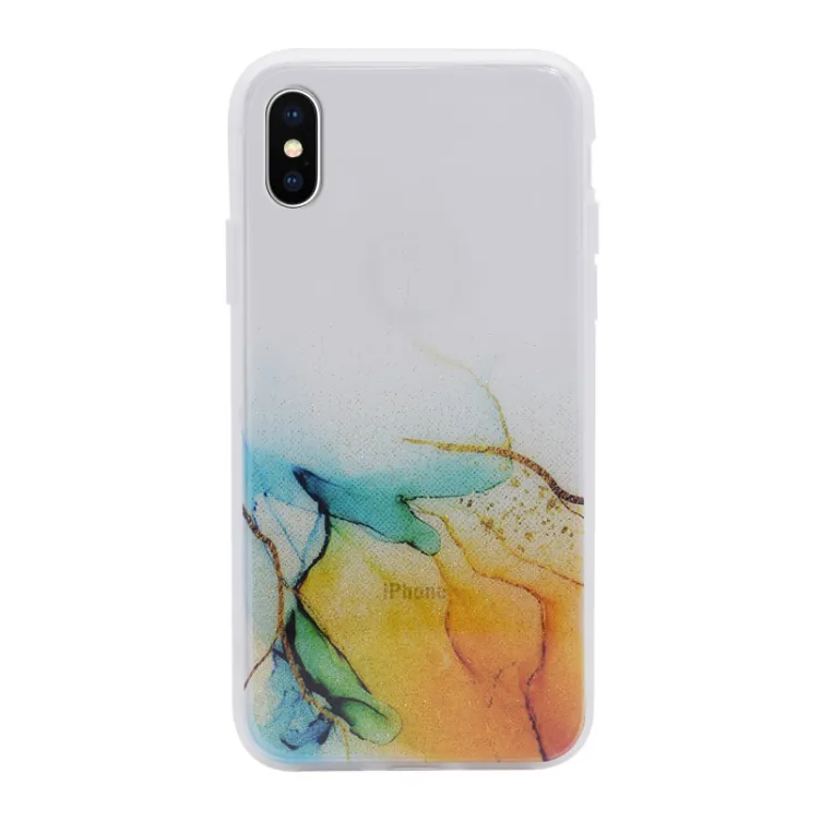 Maska Water Spark za iPhone X/ XS transparent zlatno-plava