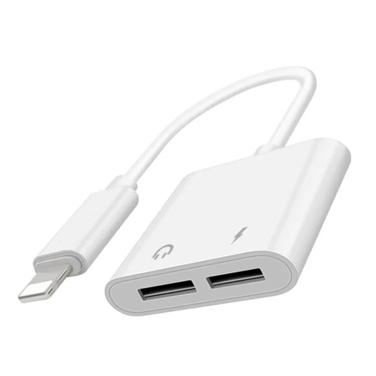 Adapter za punjenje i Audio na iPhone Lightning beli