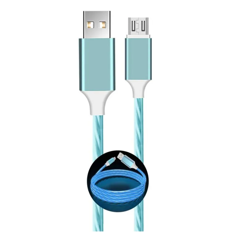 Kabel LED Micro USB plavi.