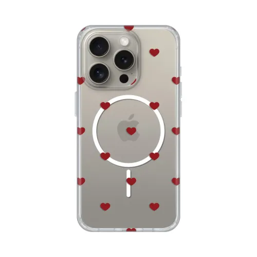 Futrola - maska print Magsafe za iPhone 15 Pro 6.1 Red Hearts